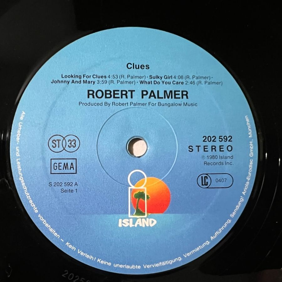 Robert Palmer – Clues - hot-vinyl.com