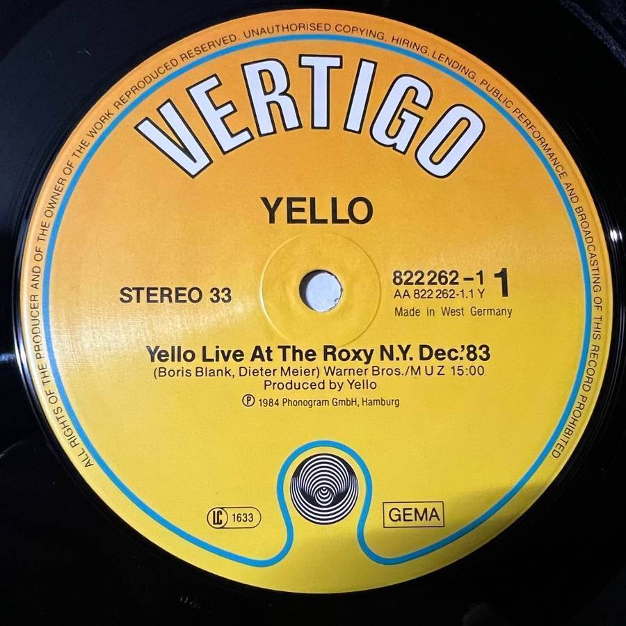 Yello – Live At The Roxy N.Y. Dec 83 - hot-vinyl.com