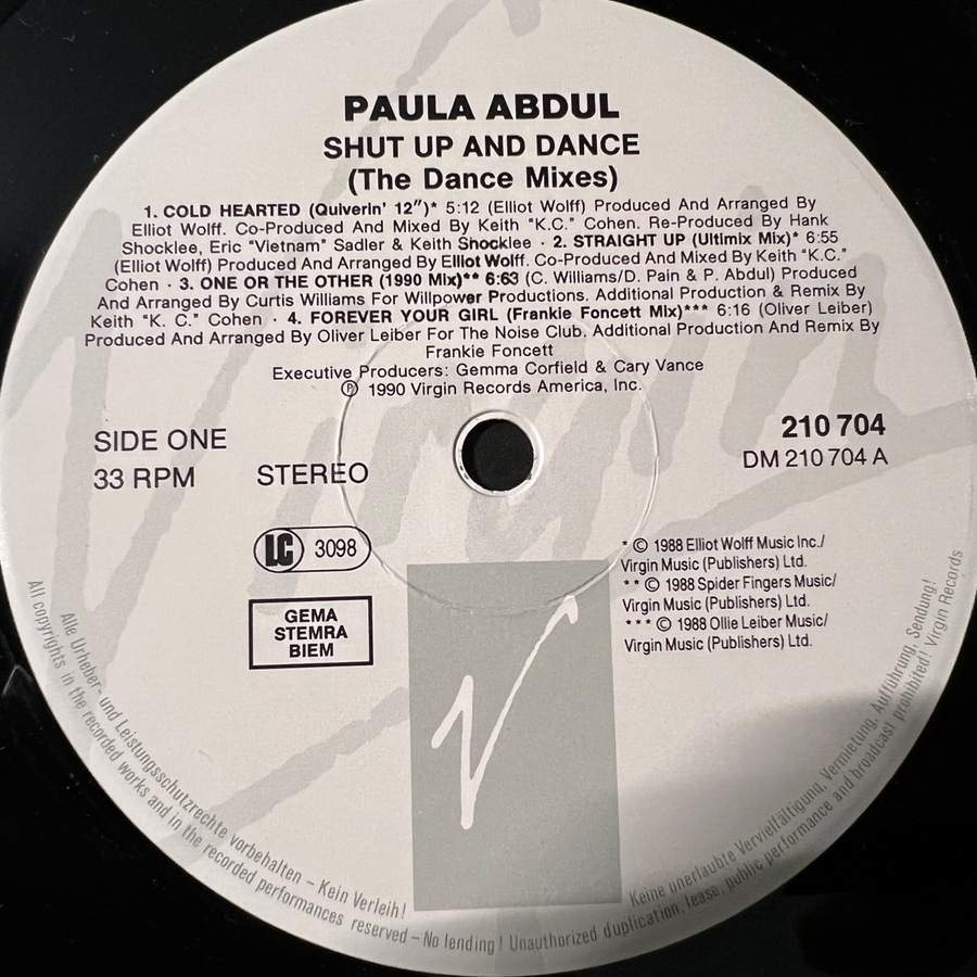 Paula Abdul – Shut Up And Dance (The Dance Mixes) - hot-vinyl.com